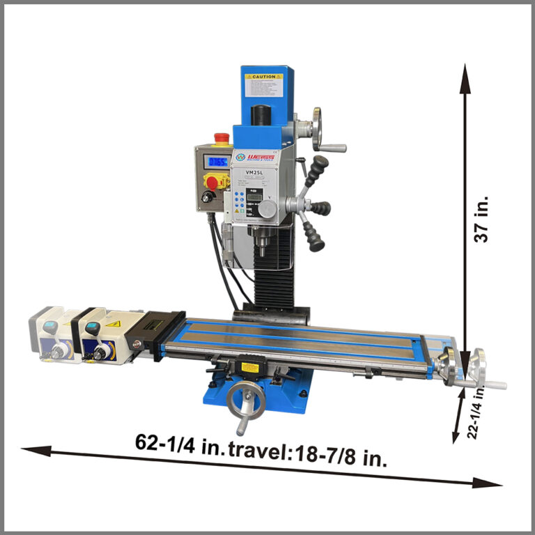 VM25L-P 7" x 27" Benchtop Milling Machine Variable Speed 100-2250 RPM 1.5HP